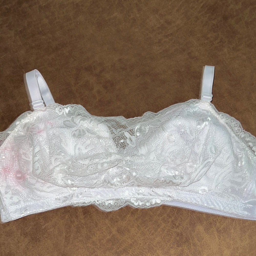 White Lace Lightly Padded Balconette Bra - Gem